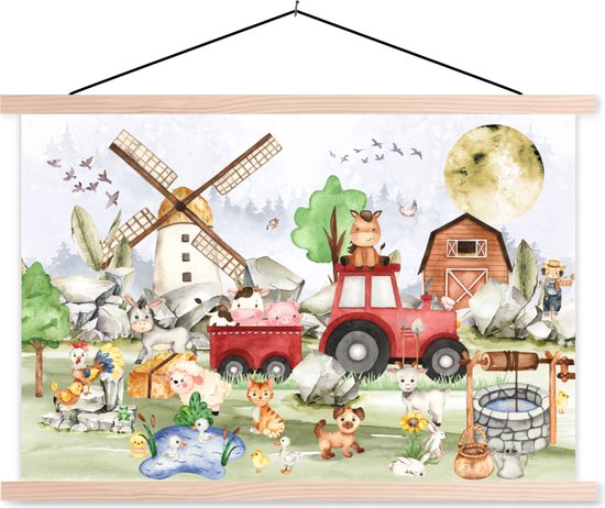 Schoolplaat kinderen - Wanddecoratie kinderkamers - Boerderij - Trekker ...