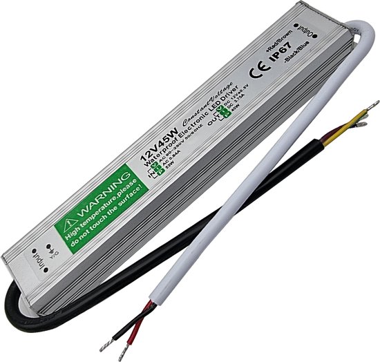 IP67 45W Waterdichte DC 12V LED Voeding Driver Transformator AC 90-250V Flikkervrije... | bol.com