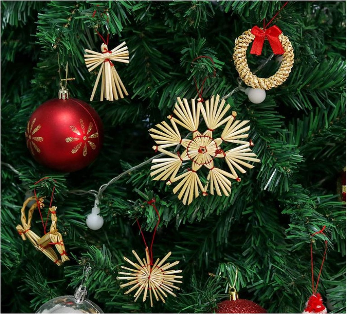 Kerstboom Versiering van Stro - Strohanger - Strosterren - 41-delig ...