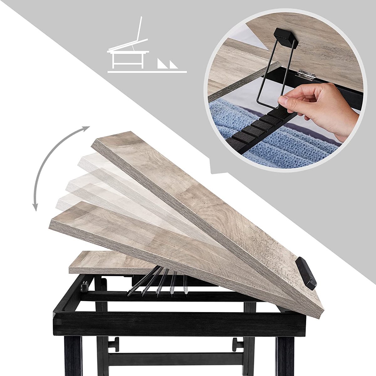 Povox - Laptoptafel, laptopstandaard, ontbijtblad, inklapbare poten ...