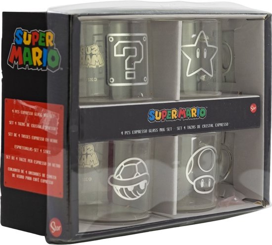 Super Mario Espresso Glass Mug 100ml Set Of 4 | bol