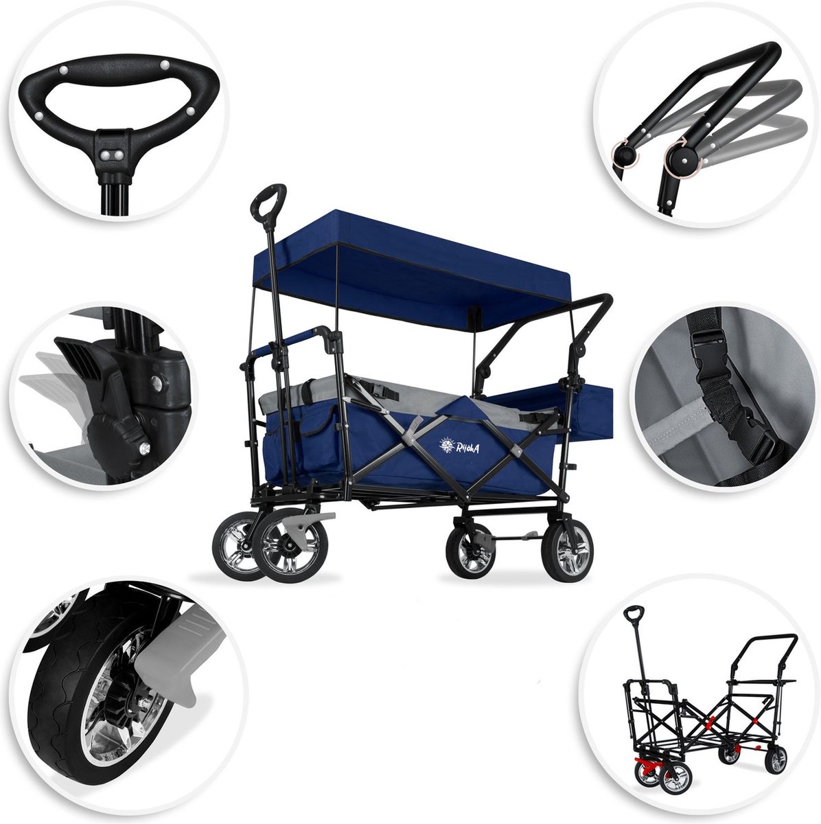 Rijoka Luxe Opvouwbare Bolderkar/Bolderwagen | Met Dakje en Draagtas ...