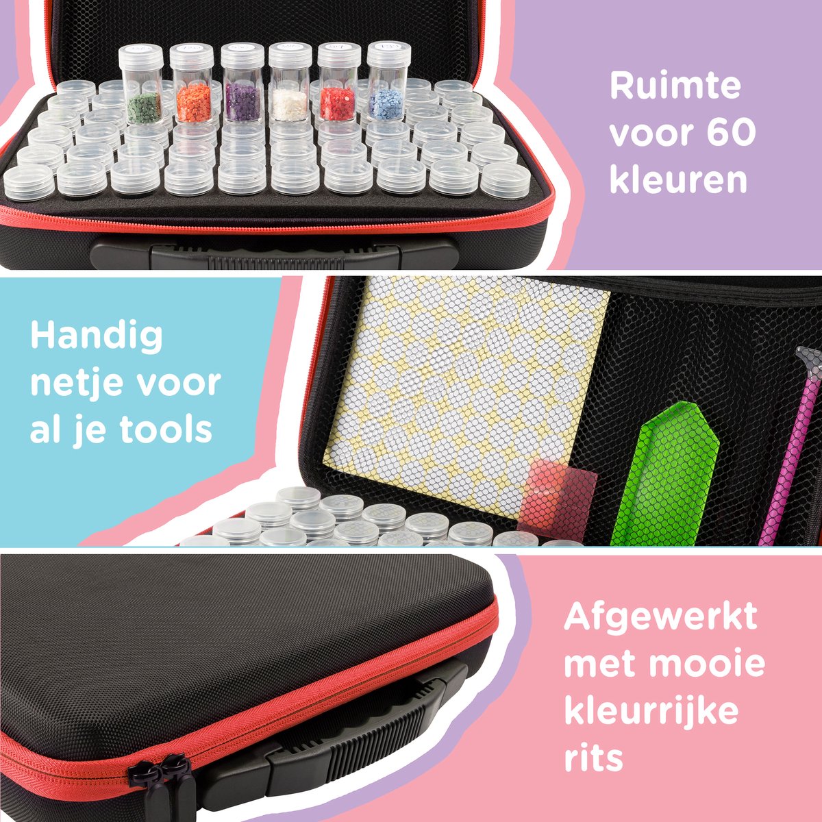 Crafts&Co® Diamond Painting Opbergdoos – Sorteer Doos met 60 Potjes met ...