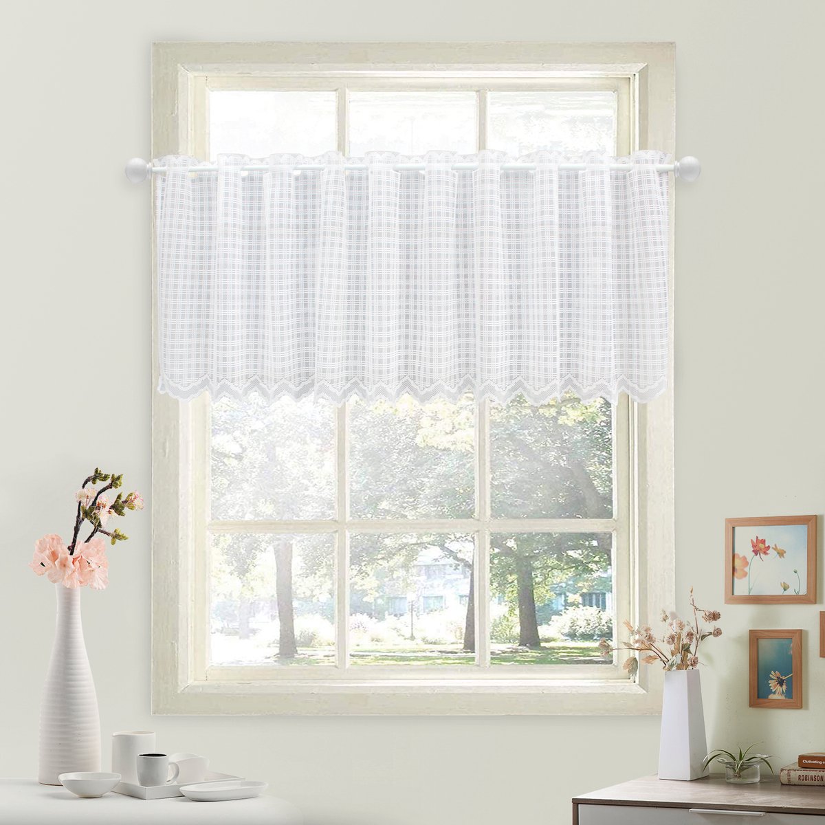 XD&L - Wit Vitrages - Keuken Gordijn Valletje - Vitrage Kant en Klaar ...