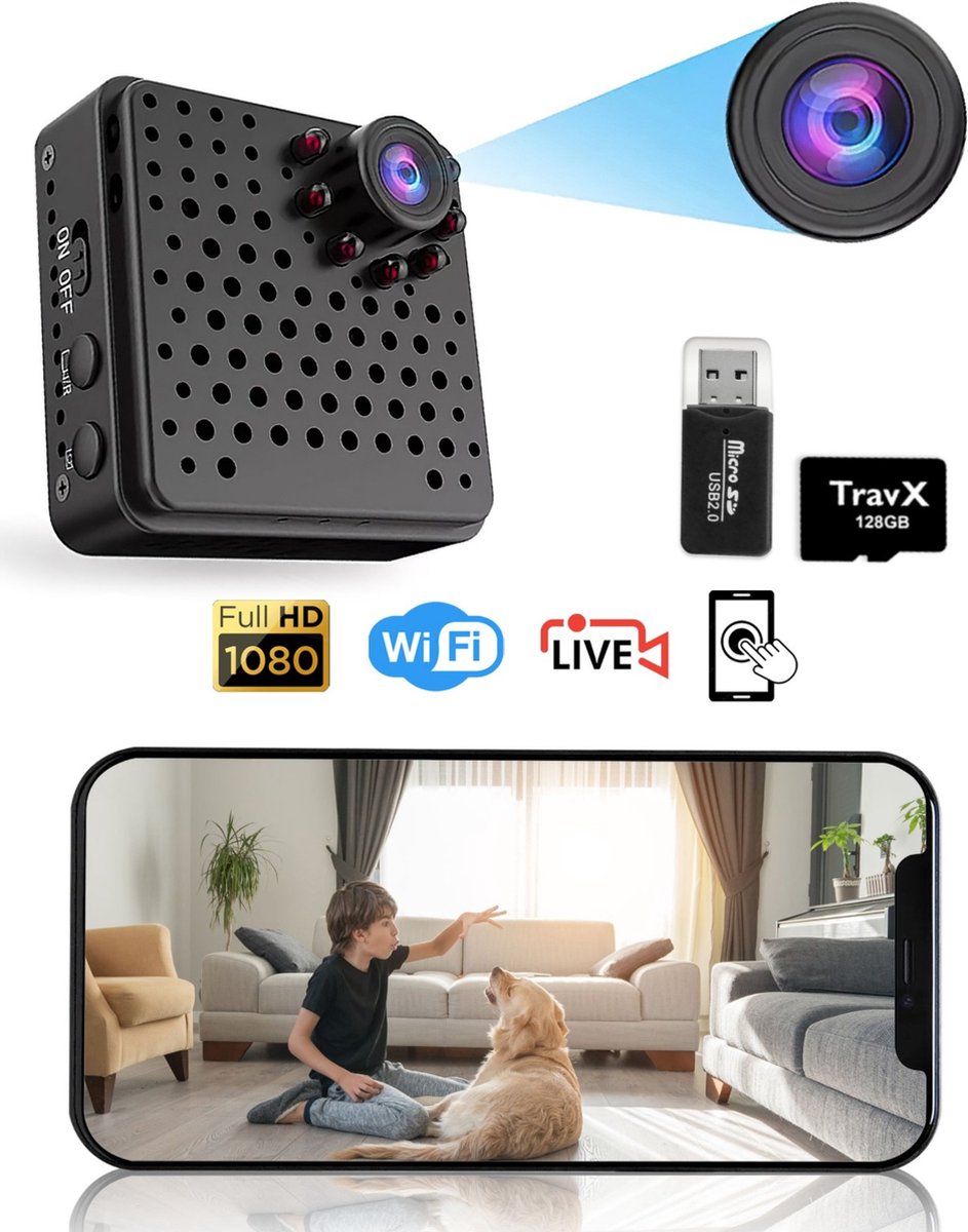 TravX® Spy Camera - Verborgen Camera - Incl. 128 GB SD kaart met USB - Mini Camera... | bol.com