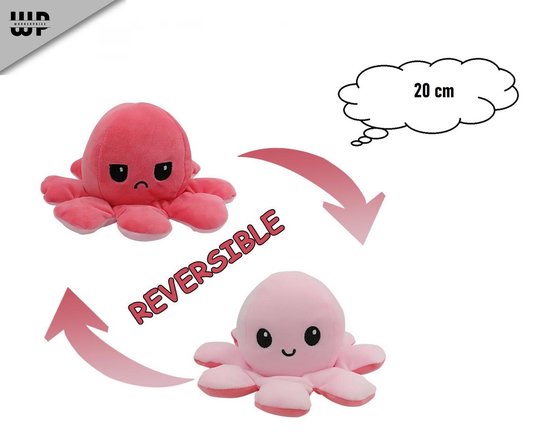 Mood octopus - Emotie octopus - Rood Roze 17 CM - Octopus knuffel ...