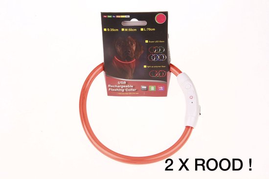 2 X Led Halsband Hond Usb Oplaadbaar - 2 Maal Led Honden Halsband ...