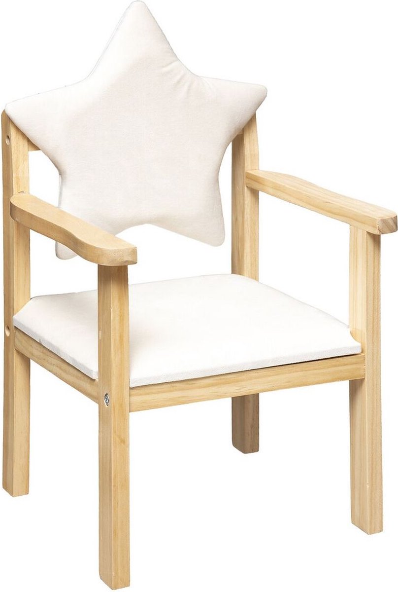 Atmosphera Ster kinderstoel wit met houten poten - 40 x 33,5 x 63 cm ...