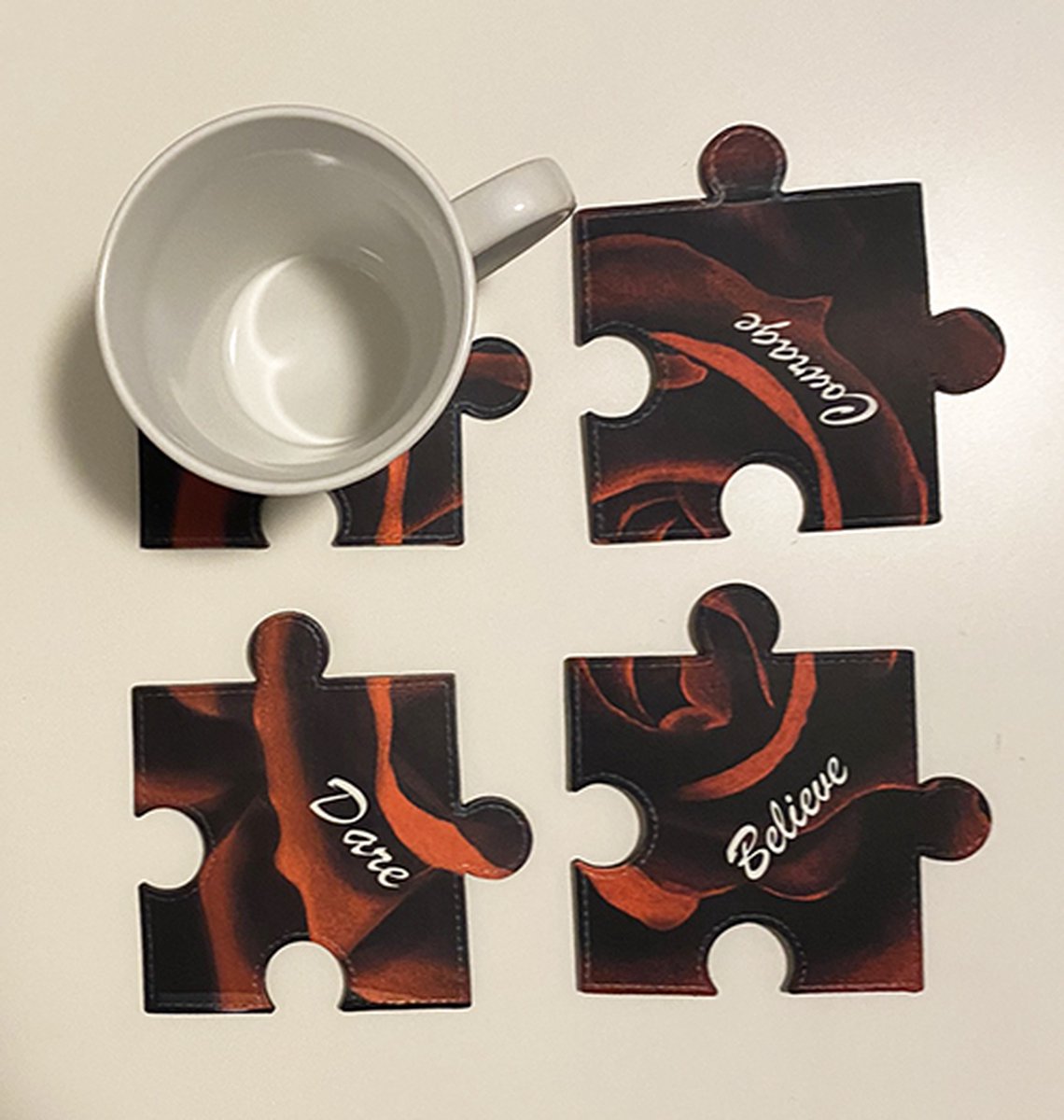 NB! Creative Boutique - Puzzle Coaster Set "Rose" - Cup coaster/Puzzel ...