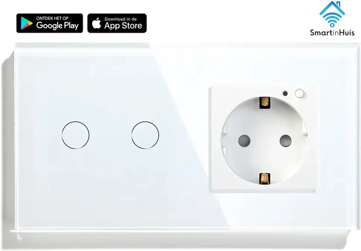 Smart - 2x1 polig met stopcontact (energiemonitoring) - Wit | bol.com