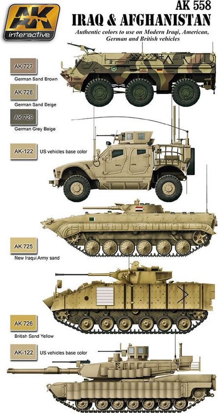 AK Interactive AK 558 - Iraq & Afghanistan Colors Set - 6 x 17 ml | bol