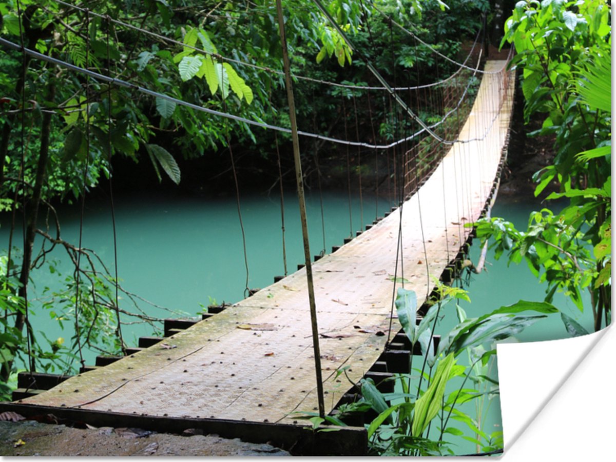 Poster Natuur - Brug - Turquoise - 160x120 cm XXL - Poster Jongenskamer ...