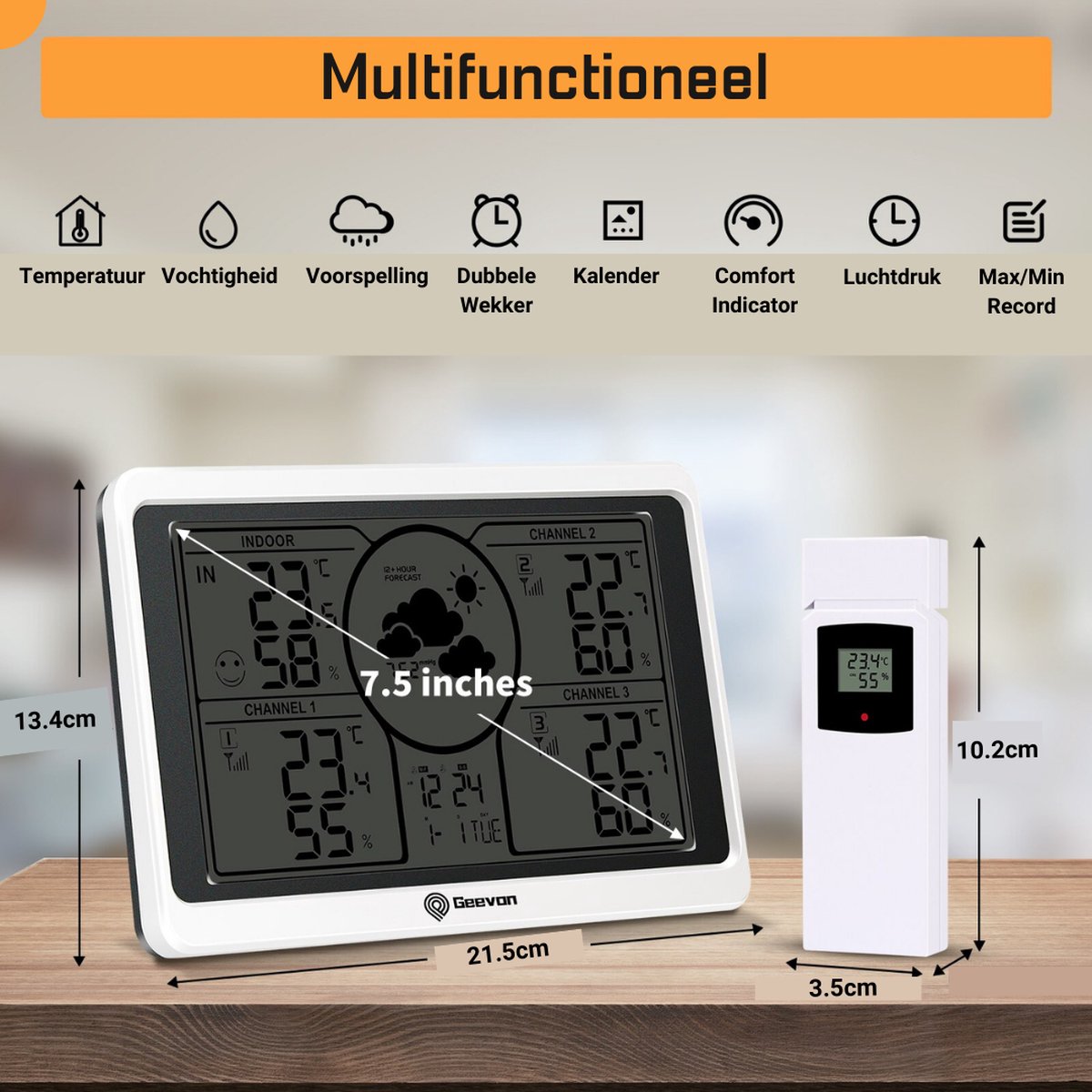 Temperatuurmeter Binnen - Weerstation Binnen en Buiten Digitaal ...