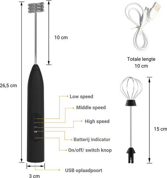 latte_master - melkopschuimer handmatig - elektrische melkopschuimer - oplaadbaar | bol.com
