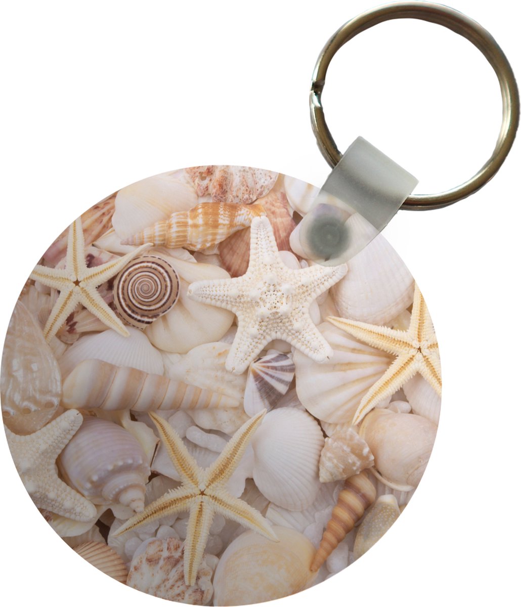Sleutelhanger - Zeesterren - Schelpen - Strand - Zomer - Plastic - Rond ...
