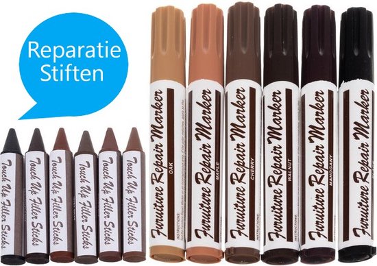 Meubel reparatie stiften - 12 stuks - Meubel markers en wax krijtjes ...