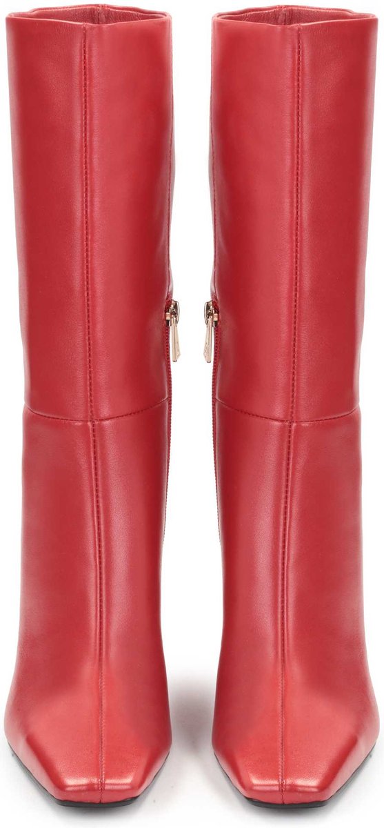 Rode leren laarzen met hoge hak | bol.com