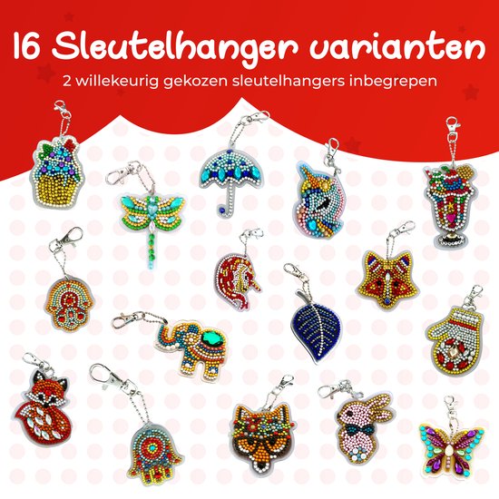 Huntex Diamond painting opbergdoos 60 Rood - 2 Sleutelhangers ...