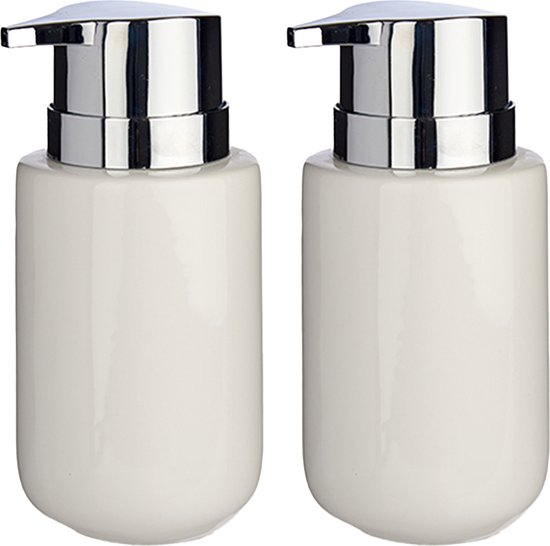 Berilo zeeppompje/dispenser - 2x - keramiek - wit/zilver - 350 ml -... | bol