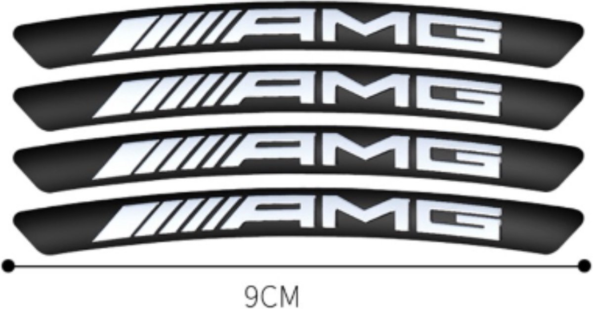 4x Lichtmetalen AMG Wielen Velg Sticker Set Zilver voor Mercedes | bol.com