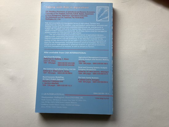 Coping with Risk in Agric | 9780851991191 | J. Brian Hardaker | Boeken ...