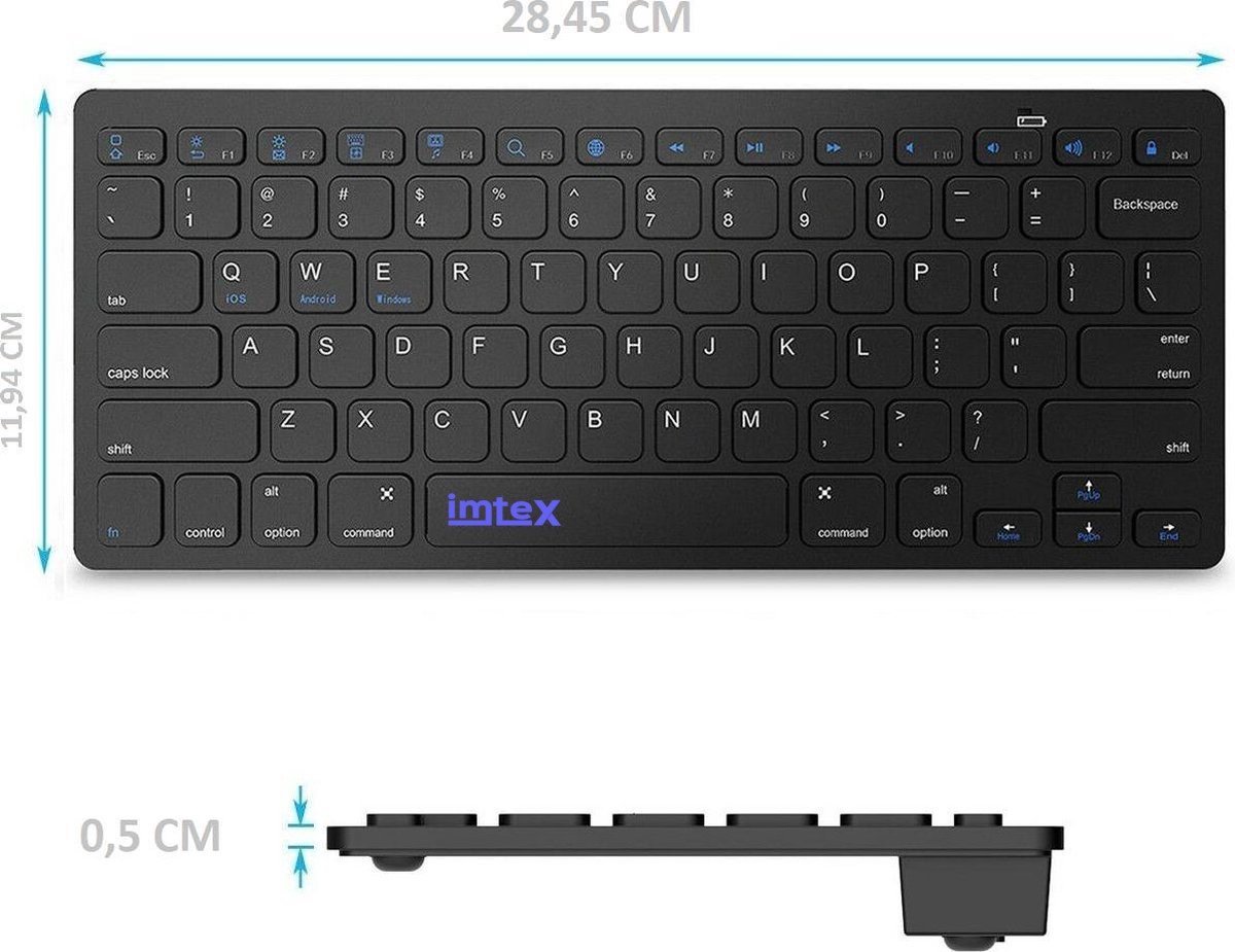 Imtex Toetsenbord Draadloos - Bluetooth Keyboard - QWERTY NL ...