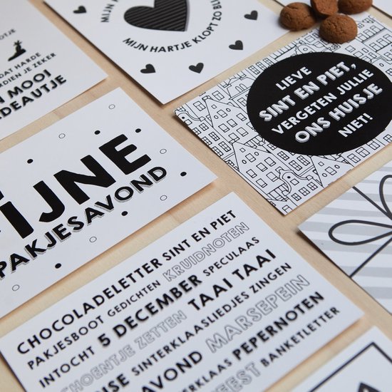 Sinterklaas kaarten | Liggend A6 | 10 stuks | zwart/wit | Studio ...