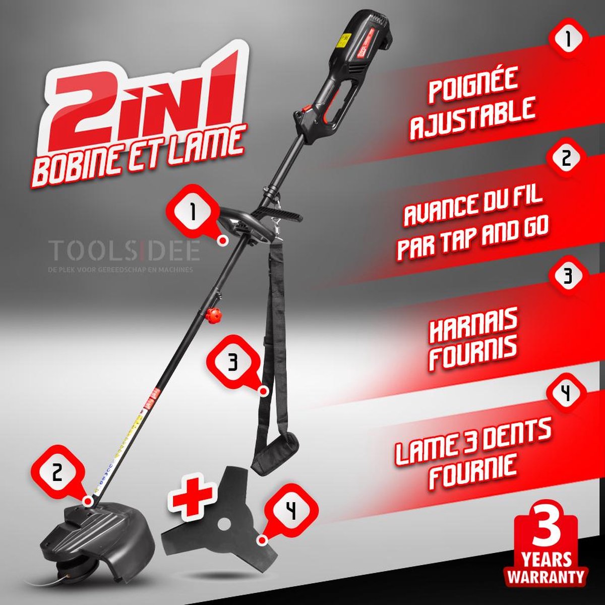 ELEM GARDEN TECHNIC ELEKTRISCHE BOSMAAIER 1200W MET SPOEL EN 3-TANDSMES ...