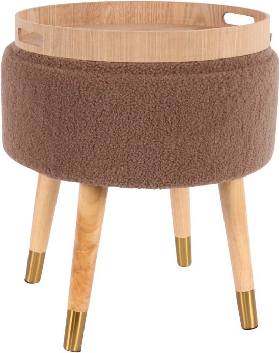 Baroque - Poef - Poef met dienblad - 42x39x39 - Fabric | bol