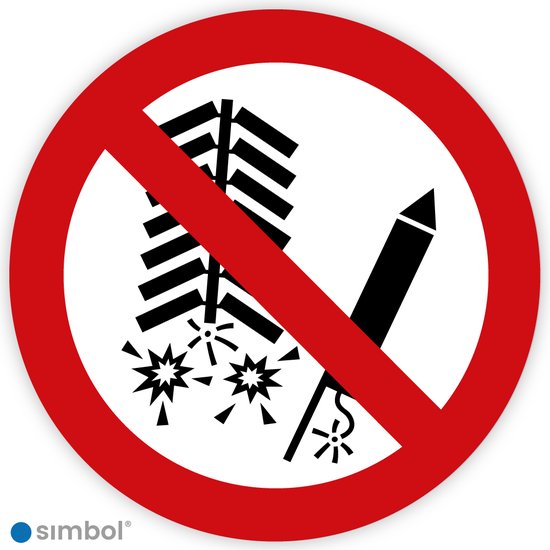 Simbol® - Sticker Vuurwerk Verboden - Vuurwerkverbod (P040) - Formaat 10 x 10 cm. | bol