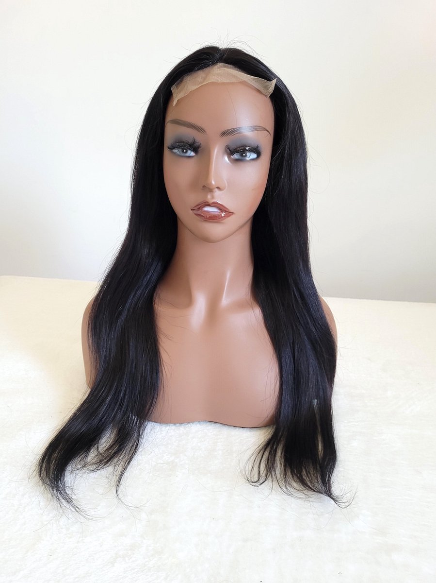 Indian pruik 22 inch - donkerbruine steil haren - Indian real human ...