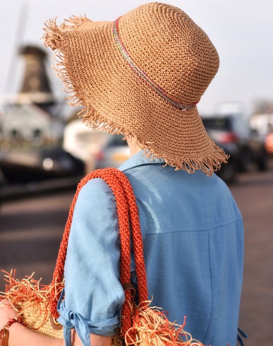 Style Kybele Medusa Fringe hat- Beige Papier - Zonnehoed - Hoed | bol.com
