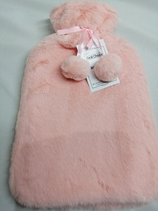 Warm Water Kruik - 2 liter - Baby - met Pom Pom - Zacht Roze - 33 x 20 ...