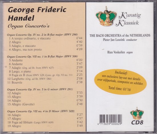 Organ Concertos - George Friteric Handel - The Bach Orchestra of the ...