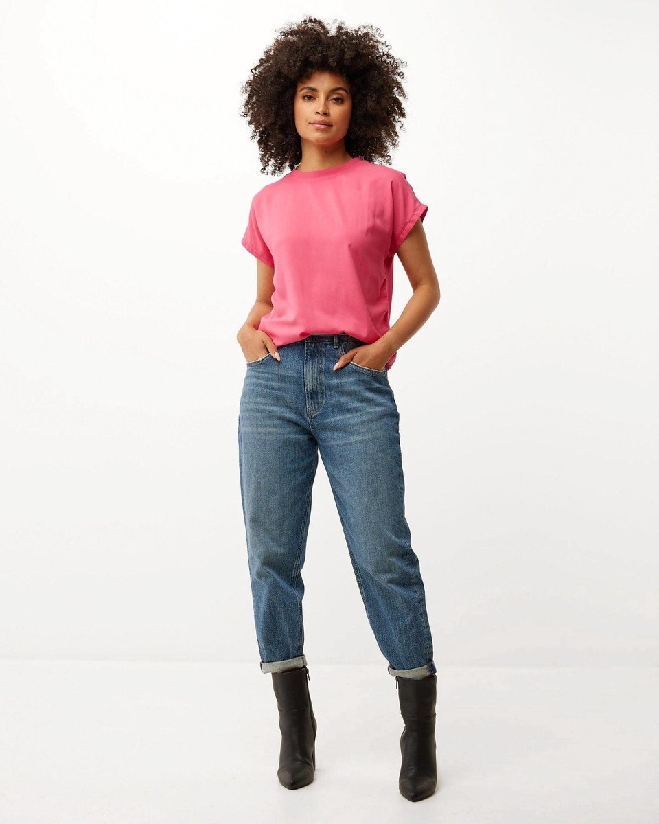 Mexx Dames Woven Front Elastic Bottom Top Roze | bol.com