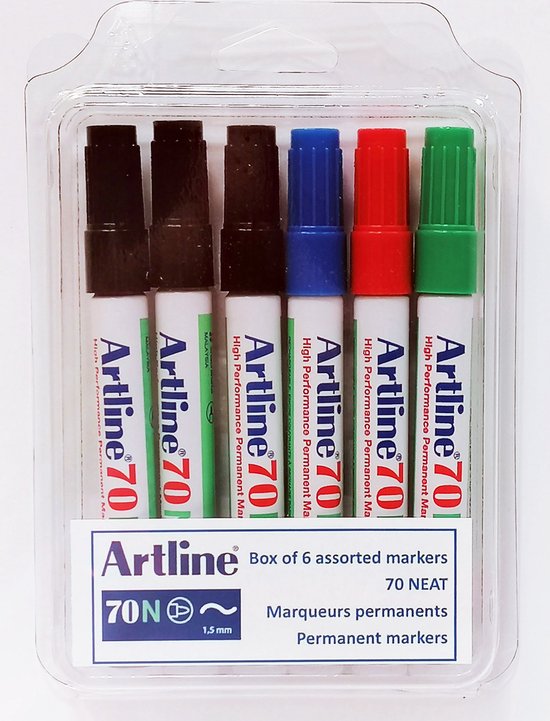 Box van 6 markers Artline 70 NEAT. Assortiment van kleuren. | bol.com