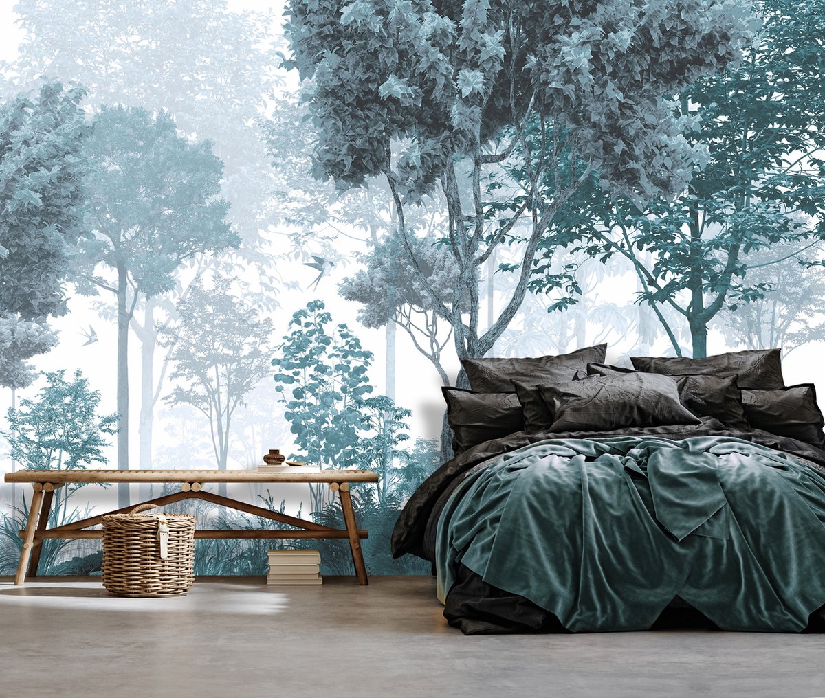 Fotobehang - Vlies Behang - Bos met Mooie Bomen - Kunst - 368 x 254 cm ...