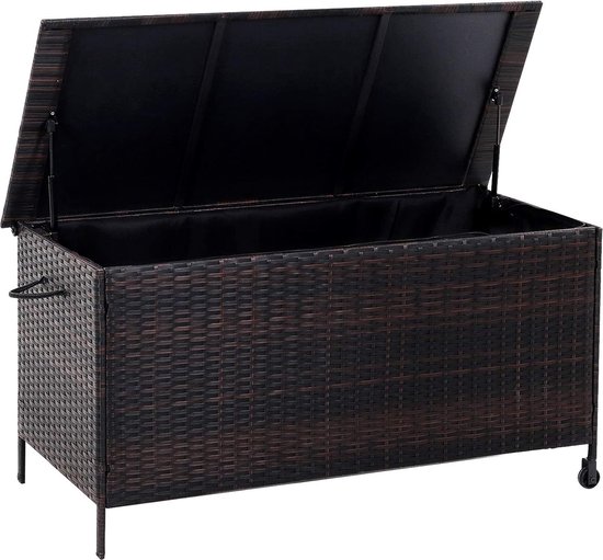 MIRA Home - Zit kist - Opbergkist - Zwart - Polyrotan - 400L | bol.com