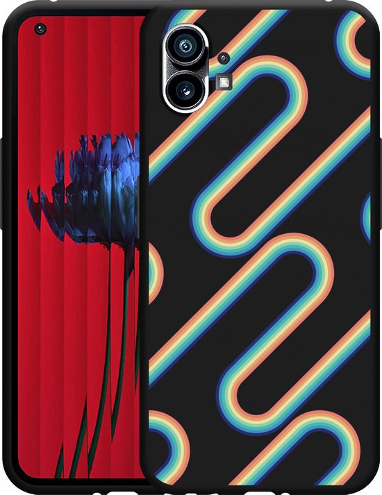 Cazy Hoesje Zwart geschikt voor Nothing Phone (1) - Retro Regenboog II ...