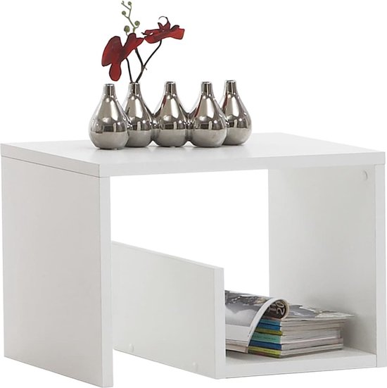 Bijzettafel Quinn Wit - Rechthoek - 59x36cm - Hoogte 38 cm | bol