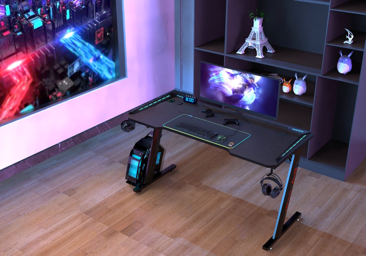 Qware Gaming - Gaming Desk - 140cm - RGB - Game Desk - Table de Gaming ...