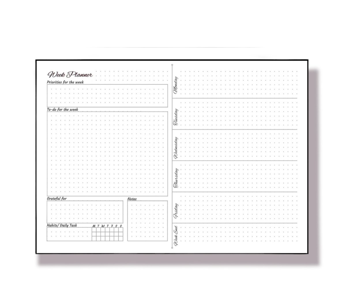 Weekplanner Bullet Format A4 - Weekplanner papier A4 - Deskplanner ...