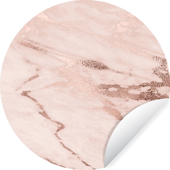WallCircle - Muurstickers - Behangcirkel - Marmer - Roze - Rosé - Goud - 100x100 cm -... | bol