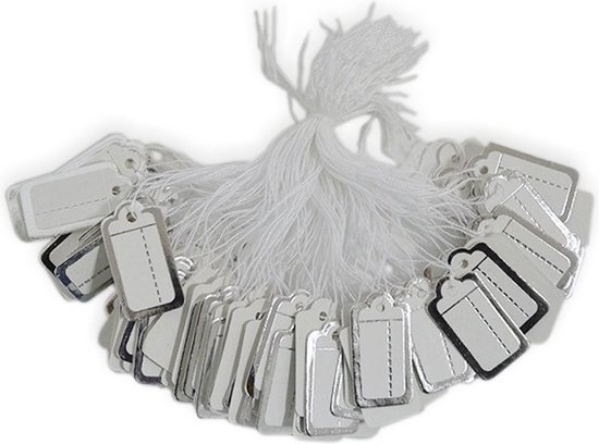 Prijskaartjes met koordje - 50 stuks x 2,6cm x 1,3cm - Zilver ...