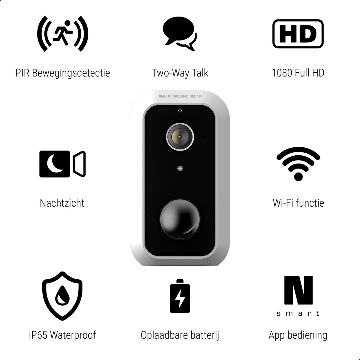 Nikkei CAM5 Beveiligingscamera Buiten - Draadloos - Full HD IP Buitencamera met WiFi -... | bol