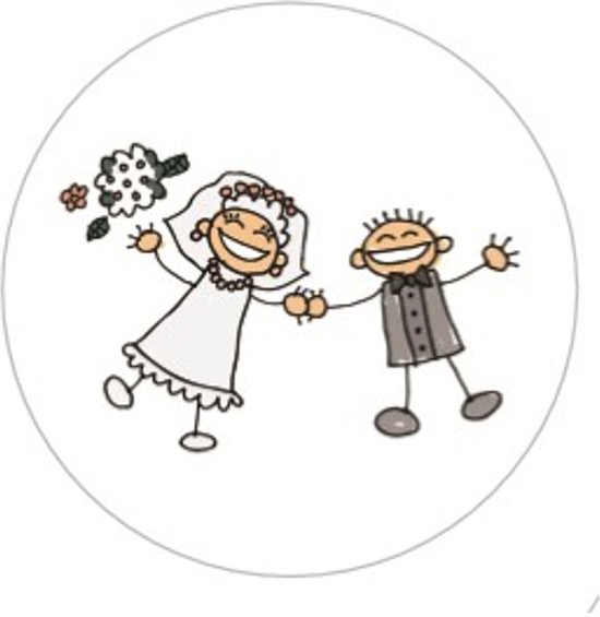 6 Buttons Blij Bruidspaar - bruid - bruidegom - button - trouwen ...