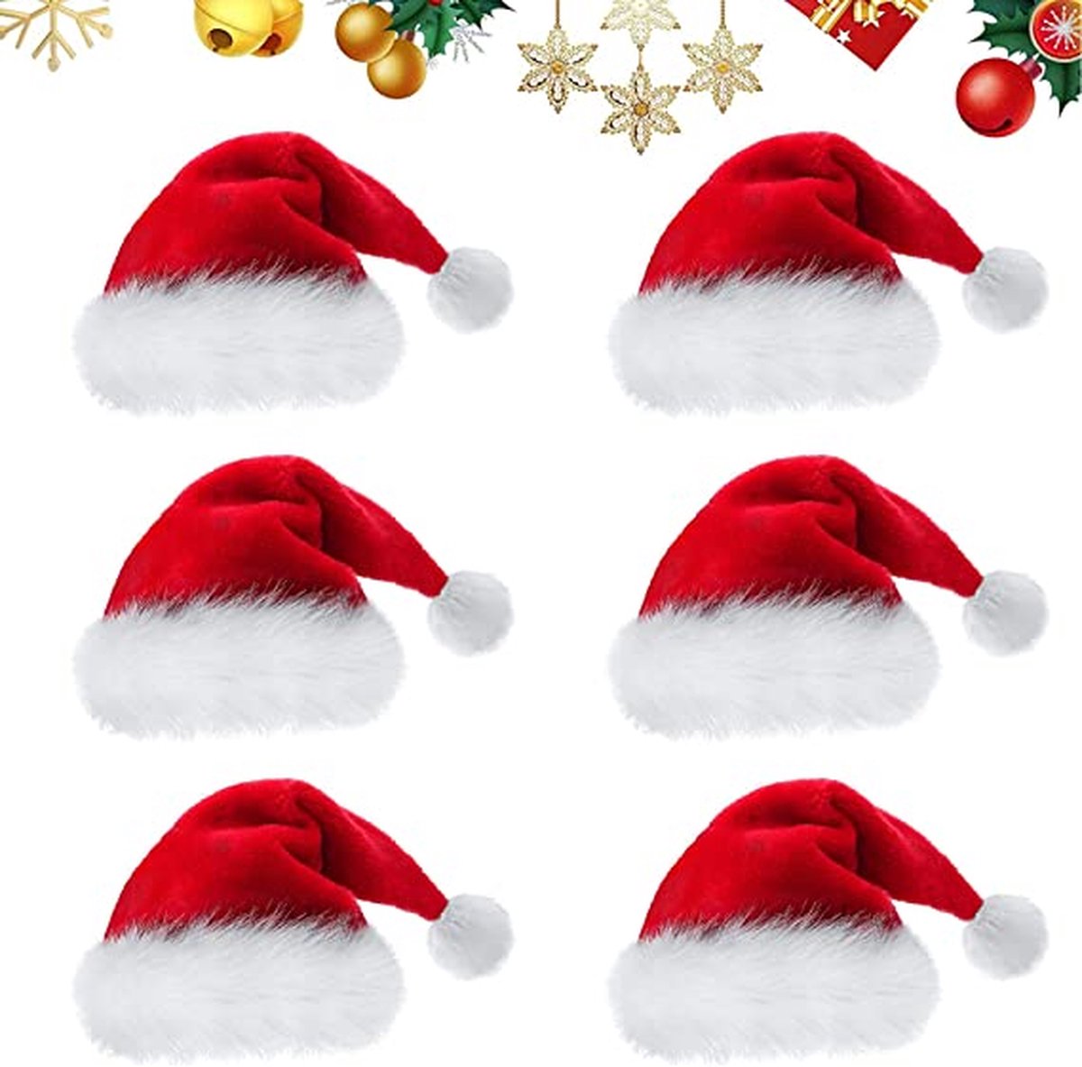 Kerstmuts voor volwassenen, pluche kerstman-muts, feesthoed, kerstzelf ...