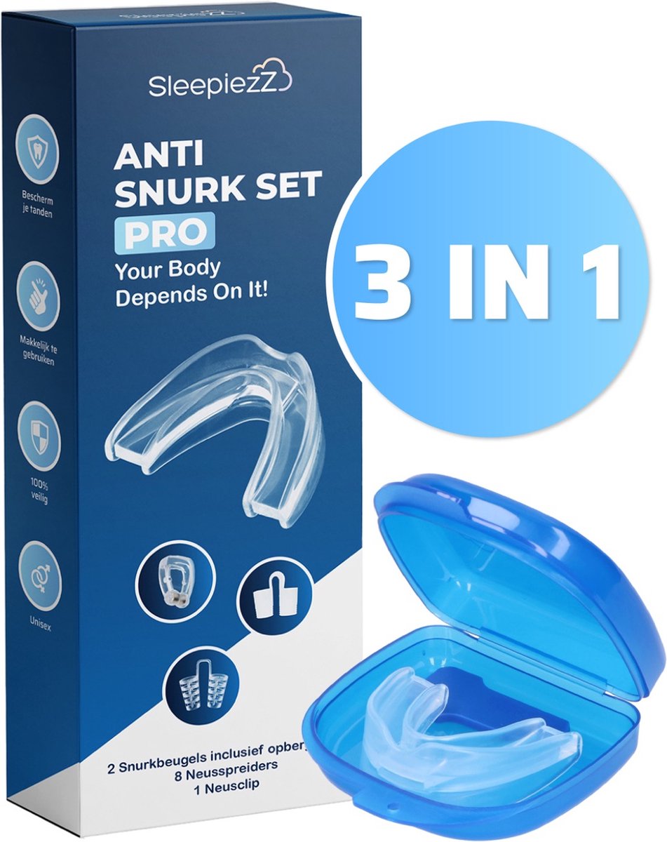 SleepiezZ® PRO 3 in 1 Anti Snurk Set - 2x Snurkbeugel - 8x Neusspreider ...