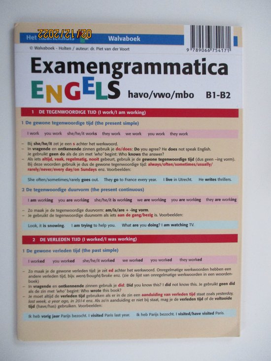 Taalkaarten Walvaboek - Examengrammatica Engels havo/vwo/mbo B1-B2 ...