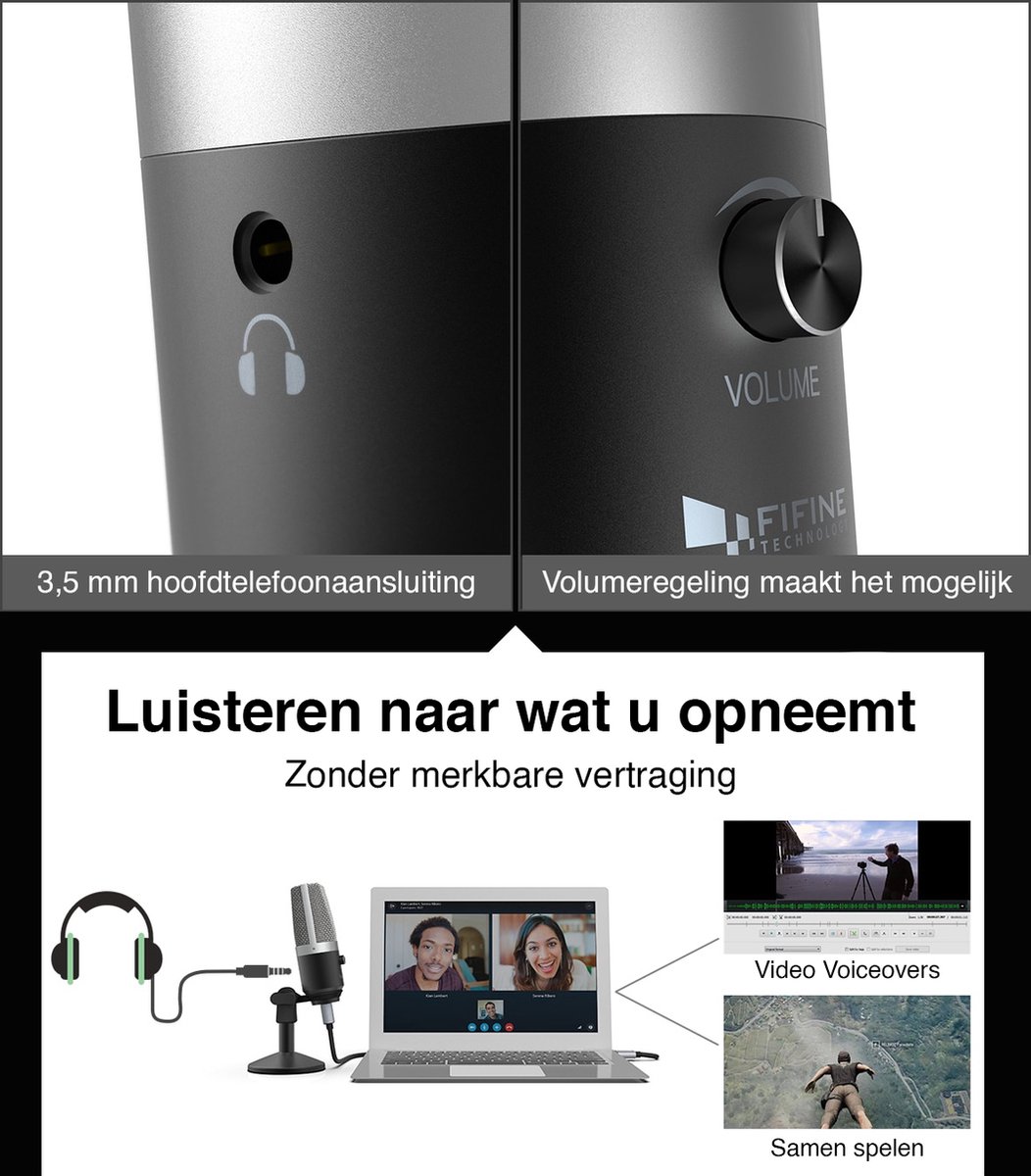 Amenzo© Streaming Microfoon Cardioïde - USB Microfoon voor PC, Laptop ...